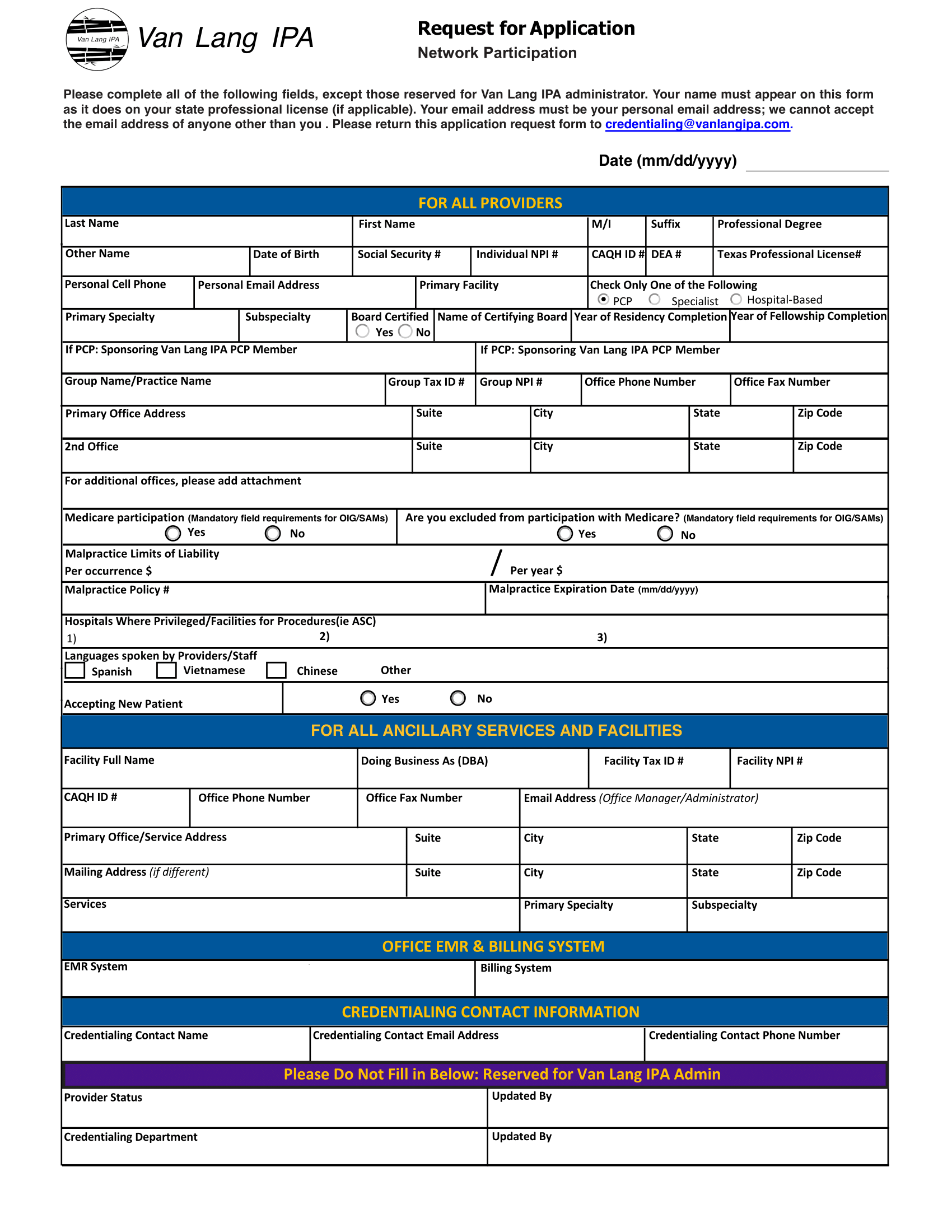 Provider Network Operations - Van Lang IPA